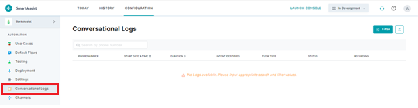 Access Conversational Logs – SmartAssist
